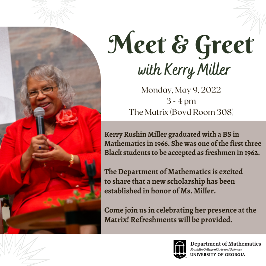 Kerry Miller Meet and Greet | Department of Mathematics